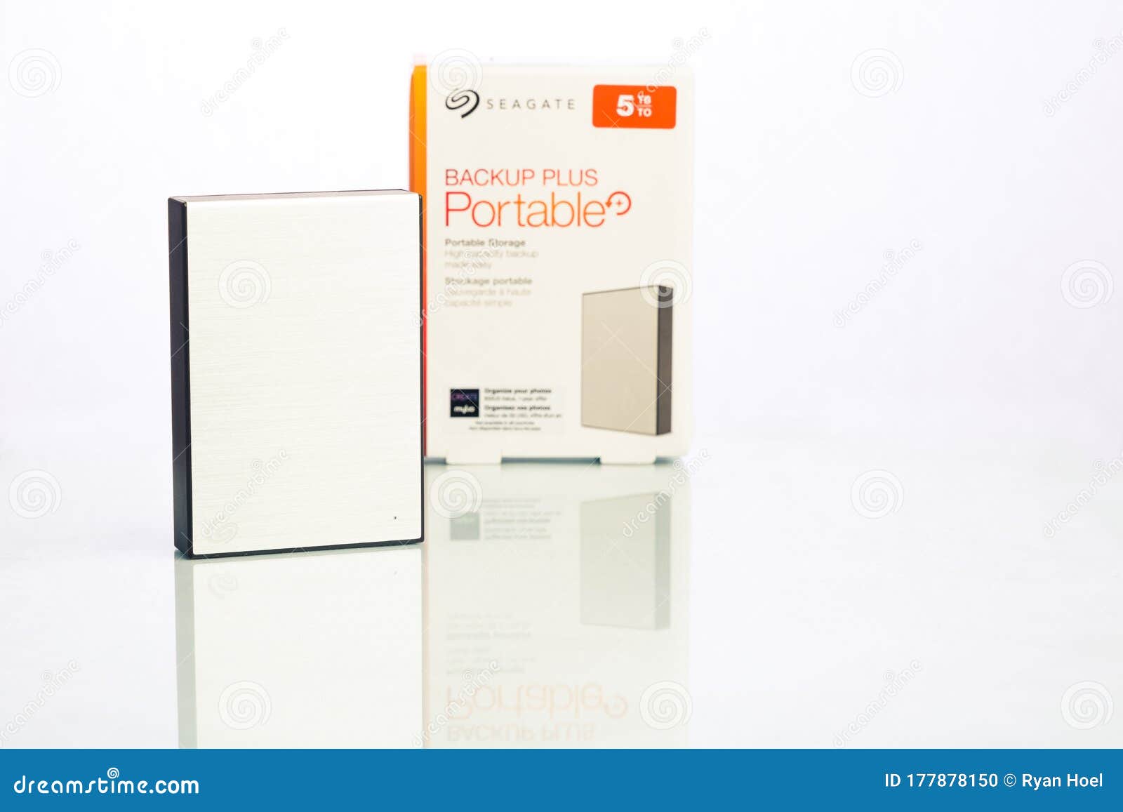 Popular External Hard Drive on Display on White Background - Wide Angle ...