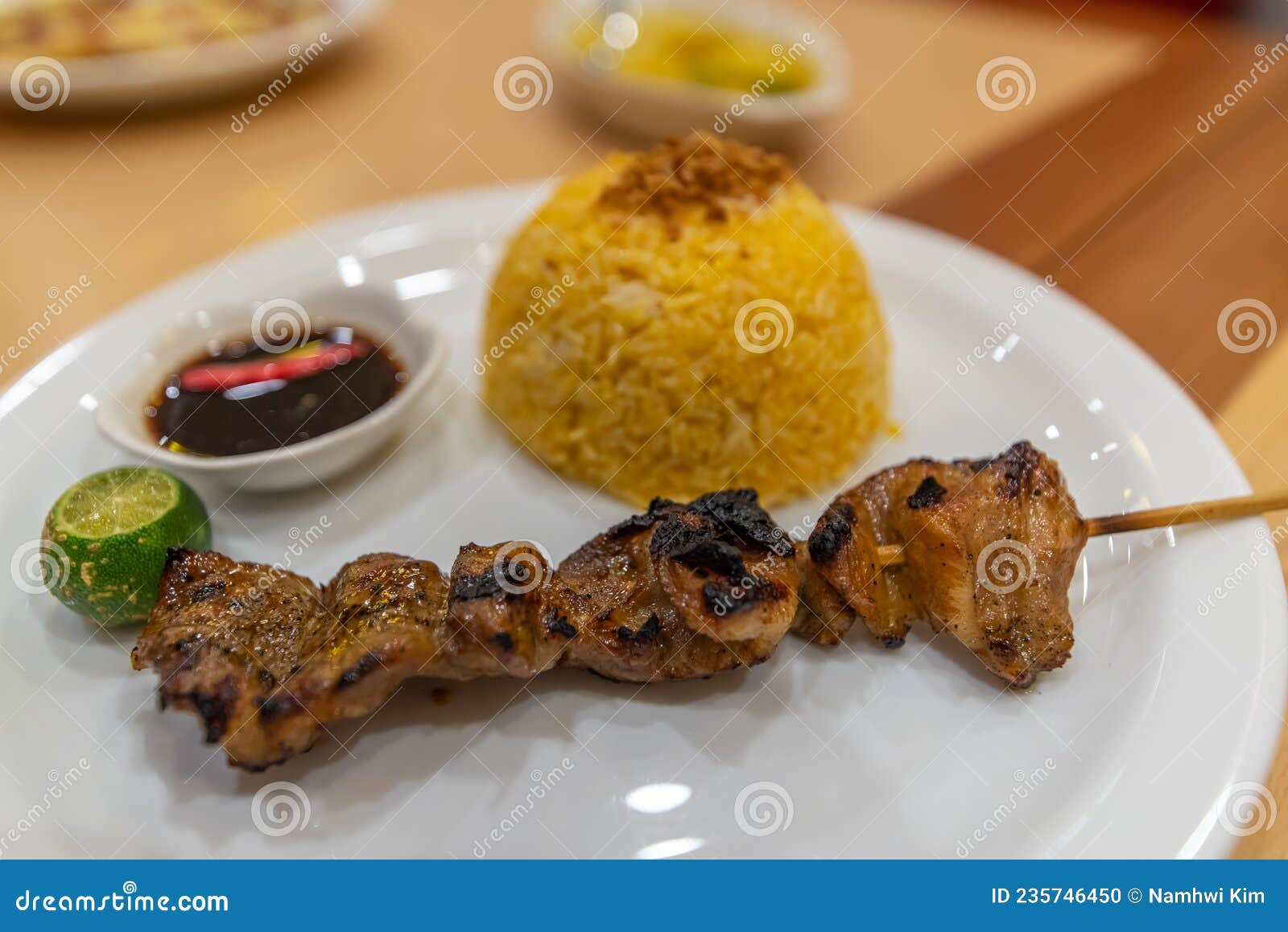 Popular Filipino Food Pork Inasal with Java Rice Stock Photo - Image of ...