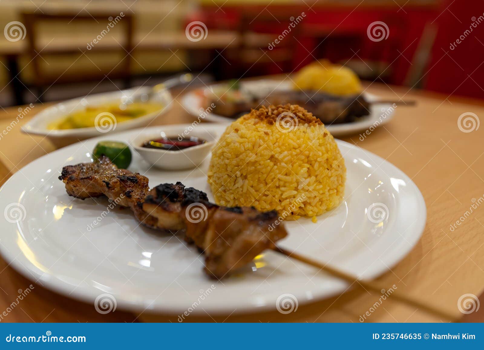 Popular Filipino Food Pork Inasal with Java Rice Stock Image - Image of ...