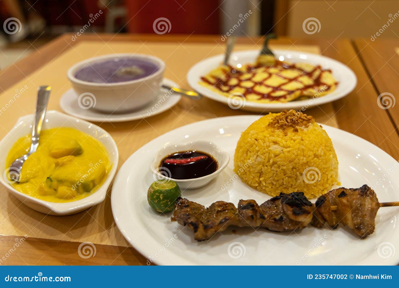 Popular Filipino Food Pork Inasal with Java Rice Stock Photo - Image of ...