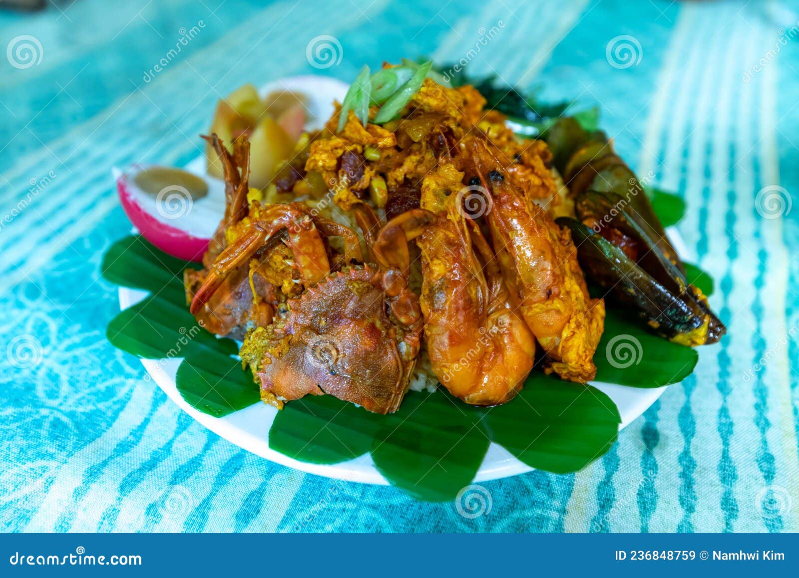 Popular Filipino Food Seafood with Java Rice Stock Image - Image of ...