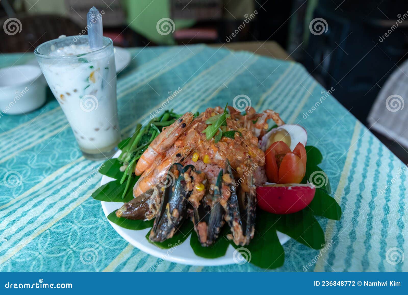 Popular Filipino Food Seafood with Java Rice Stock Photo - Image of ...