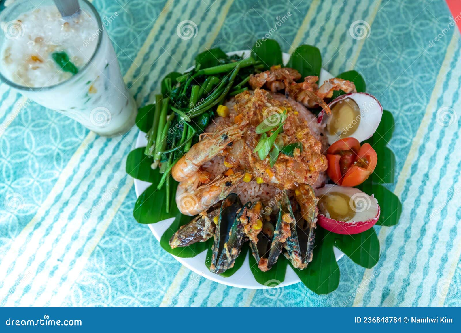 Popular Filipino Food Seafood with Java Rice Stock Photo - Image of ...