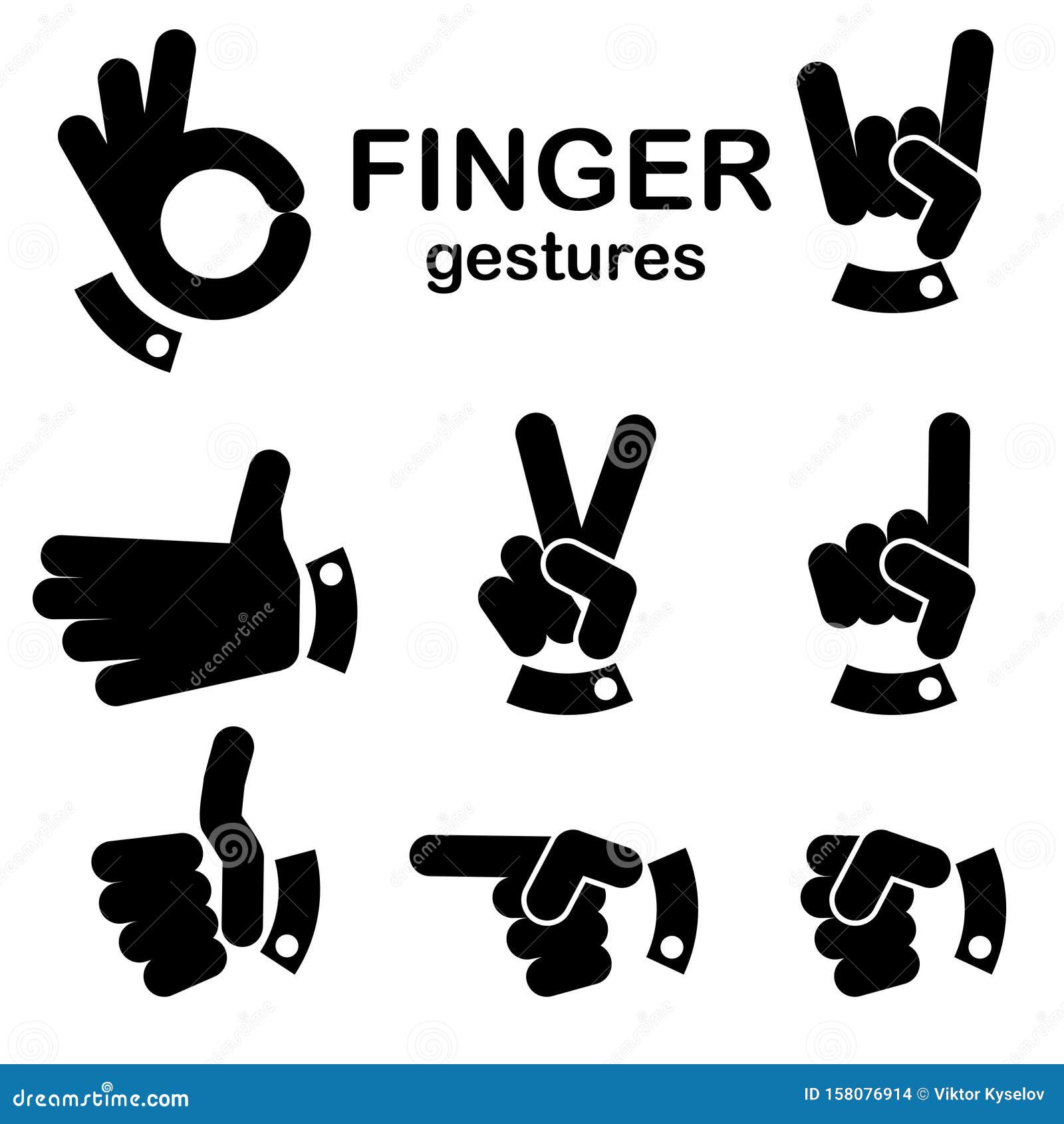 Popular finger gestures stock vector. Illustration of icons - 158076914