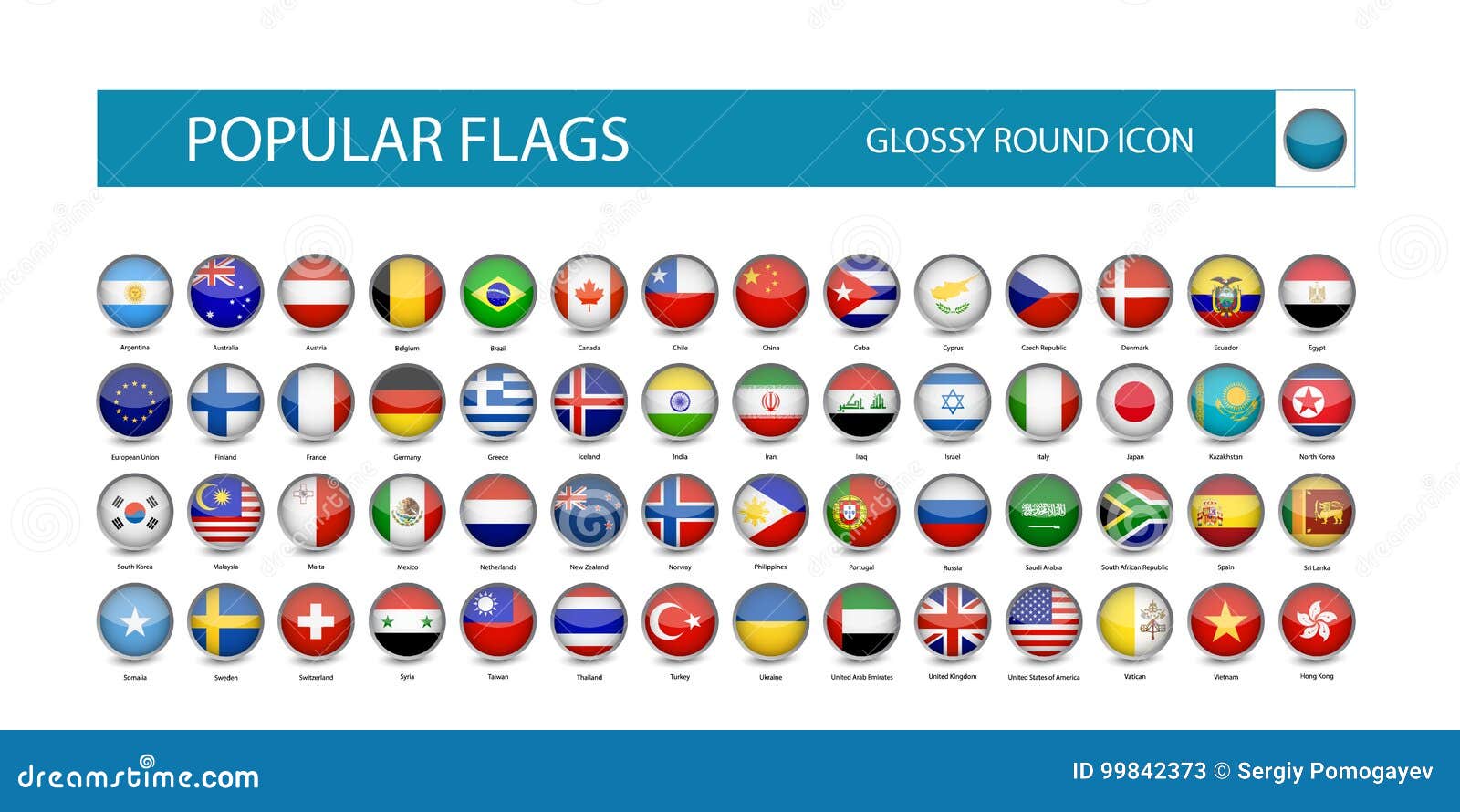 Popular Flags Glossy Round Icon Stock Vector - Illustration of glossy ...