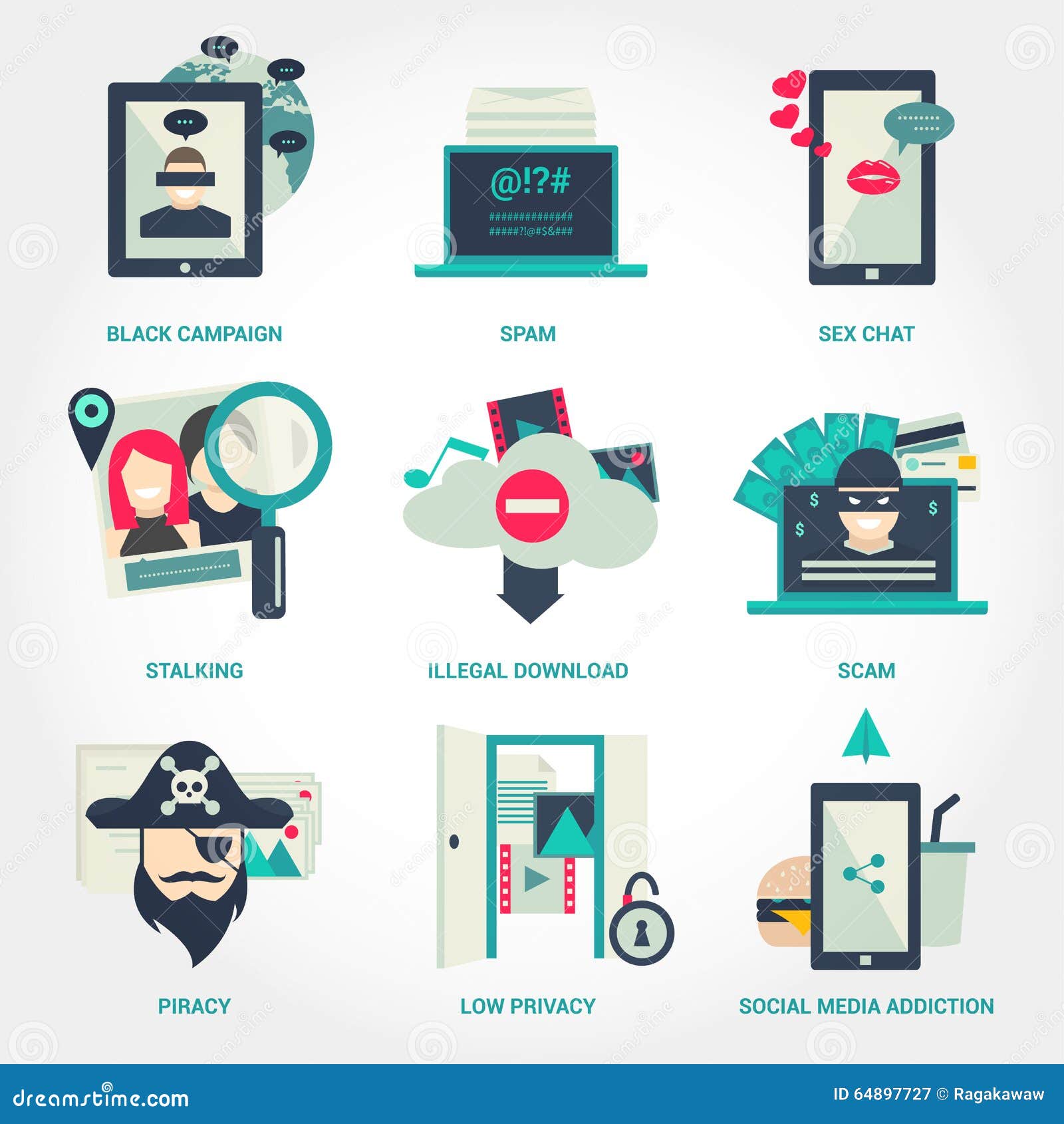 Popular Internet Activity Flat Icon Stock Vector - Illustration of ...