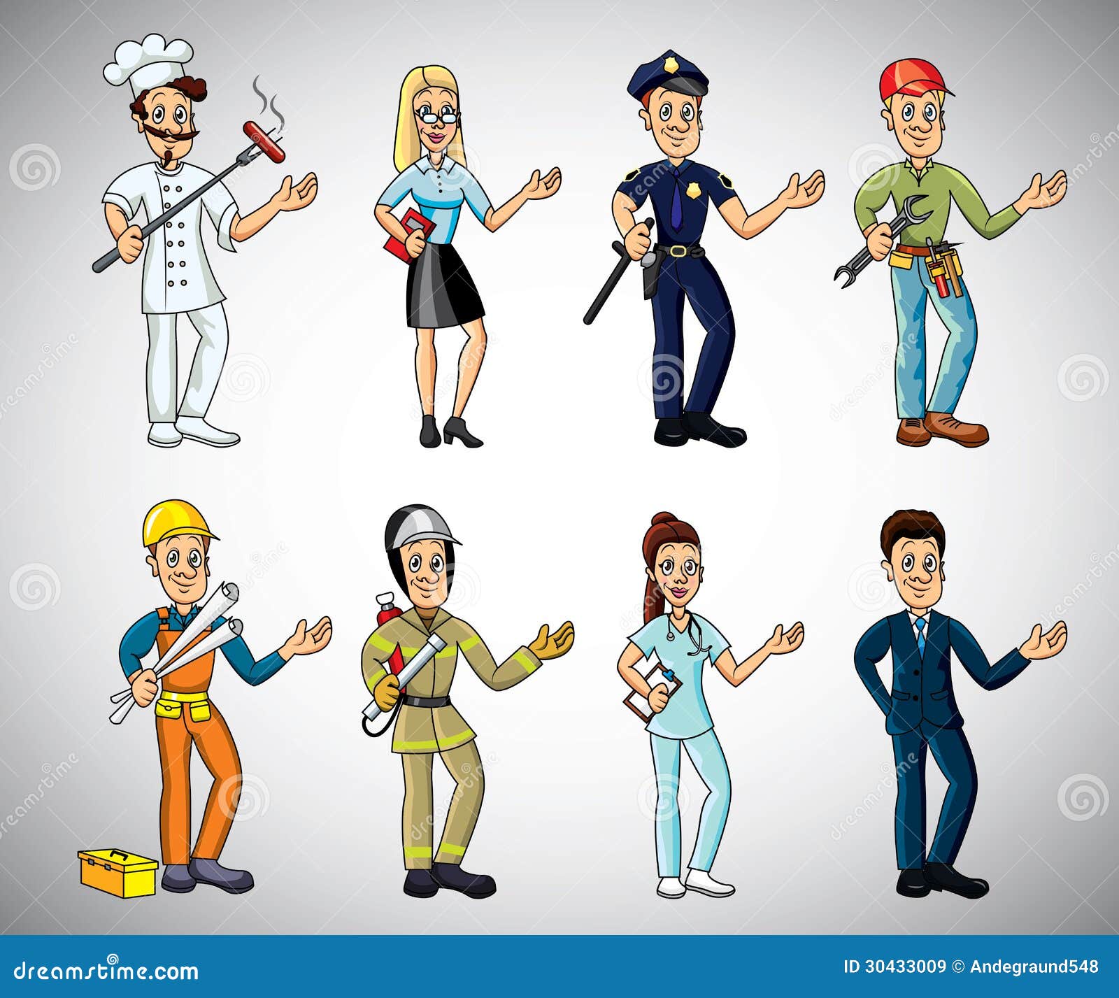 Popular Jobs and Professions Set Stock Vector - Illustration of ...