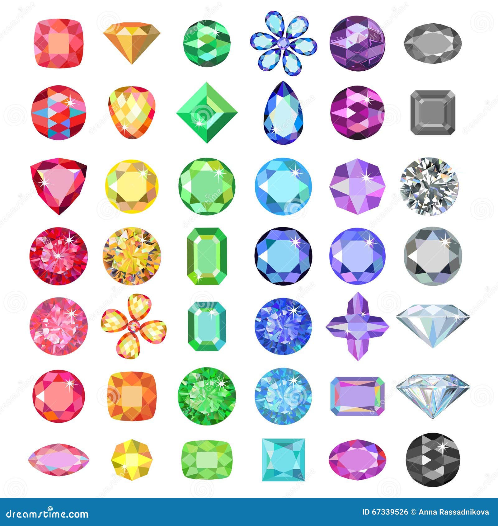 Popular Low Poly Colored Gems Cuts Set Gradation by Color of the Stock ...