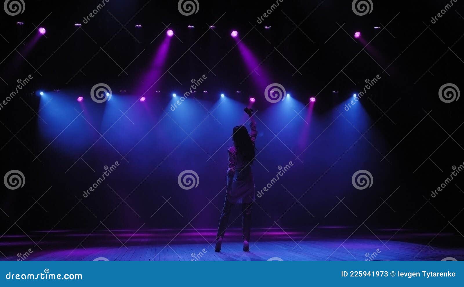 A Popular Singer Performs on Stage in the Light of Flashing Concert ...