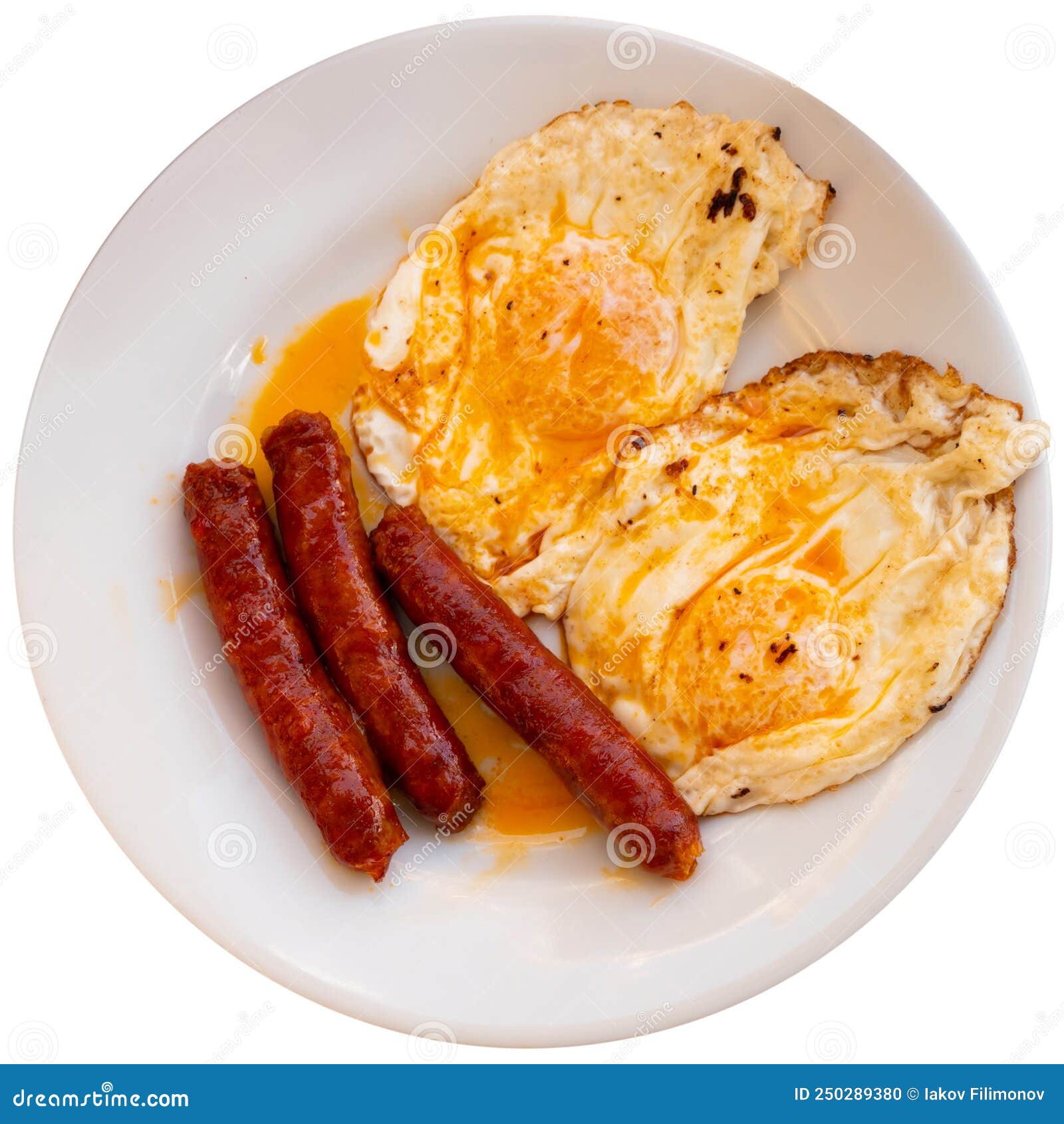Popular Spanish Dish is Fried Eggs with Chistorra Stock Photo - Image ...