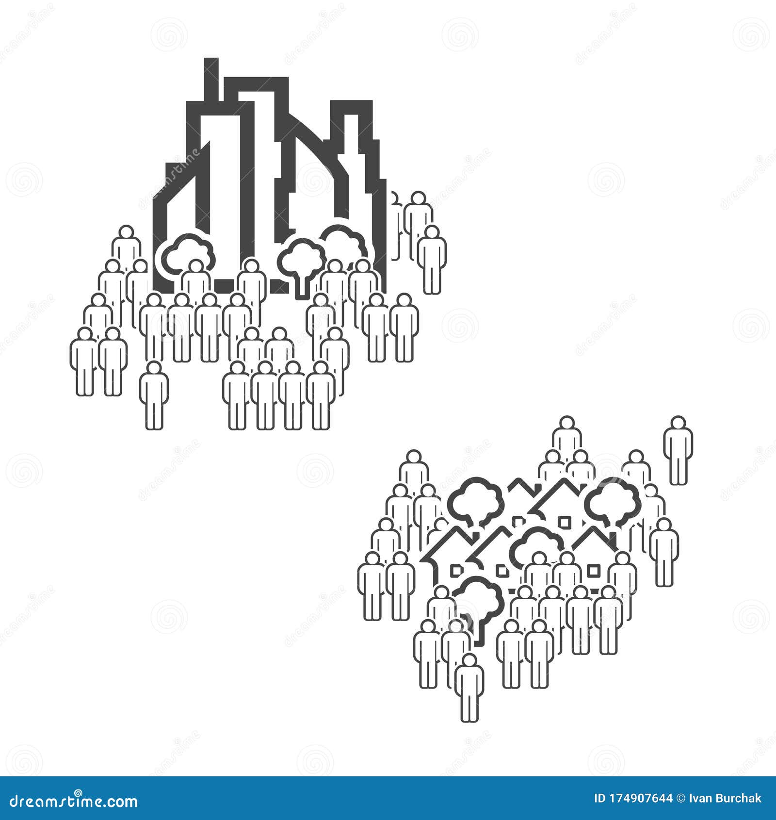 The Population of the Big City and the Population of the Suburbs Vector ...