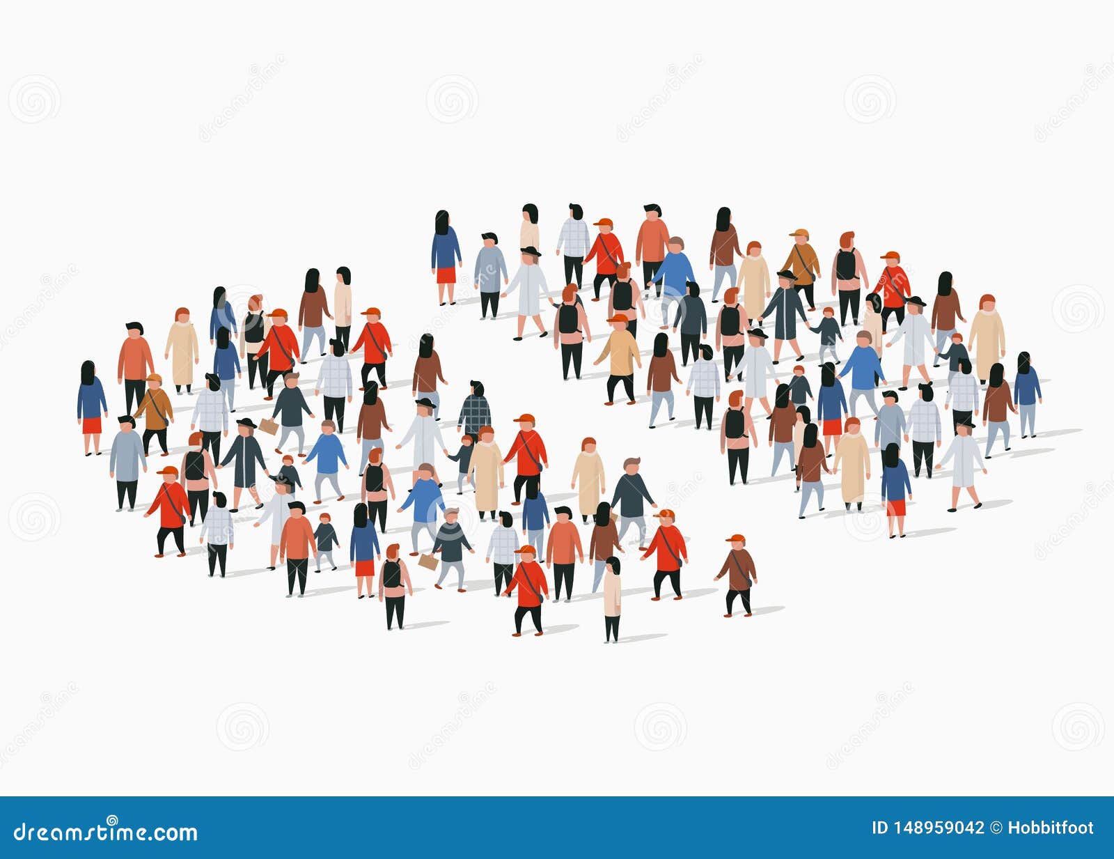 Population Demographics Report, Pie Chart Composed of People. Separate ...