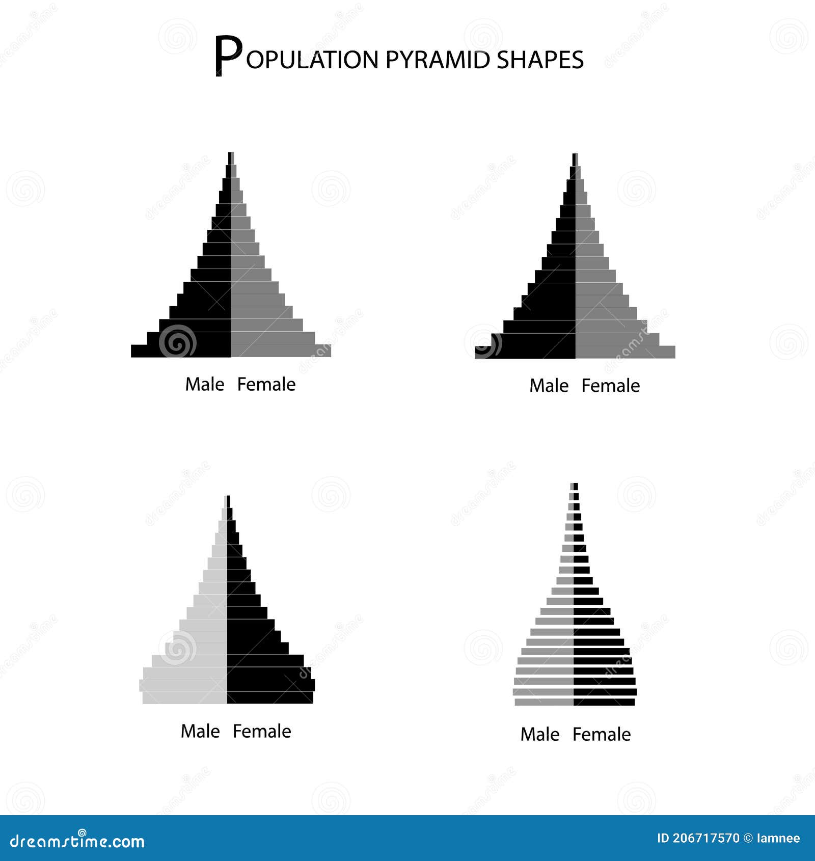 Different Types of Population Pyramids on White Background Stock Vector ...