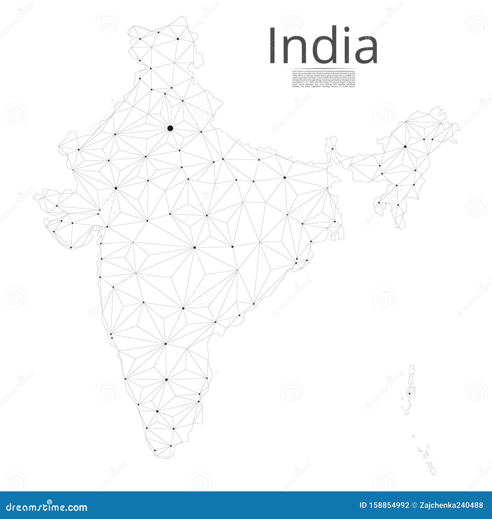 India Communication Network Map. Vector Low Poly Image of a Global Map ...