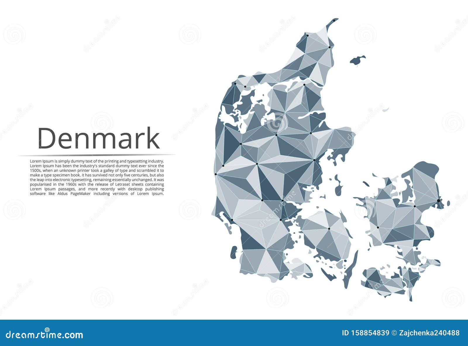 Map of Denmark Connection. Vector Low-poly Image of a Global Map with ...
