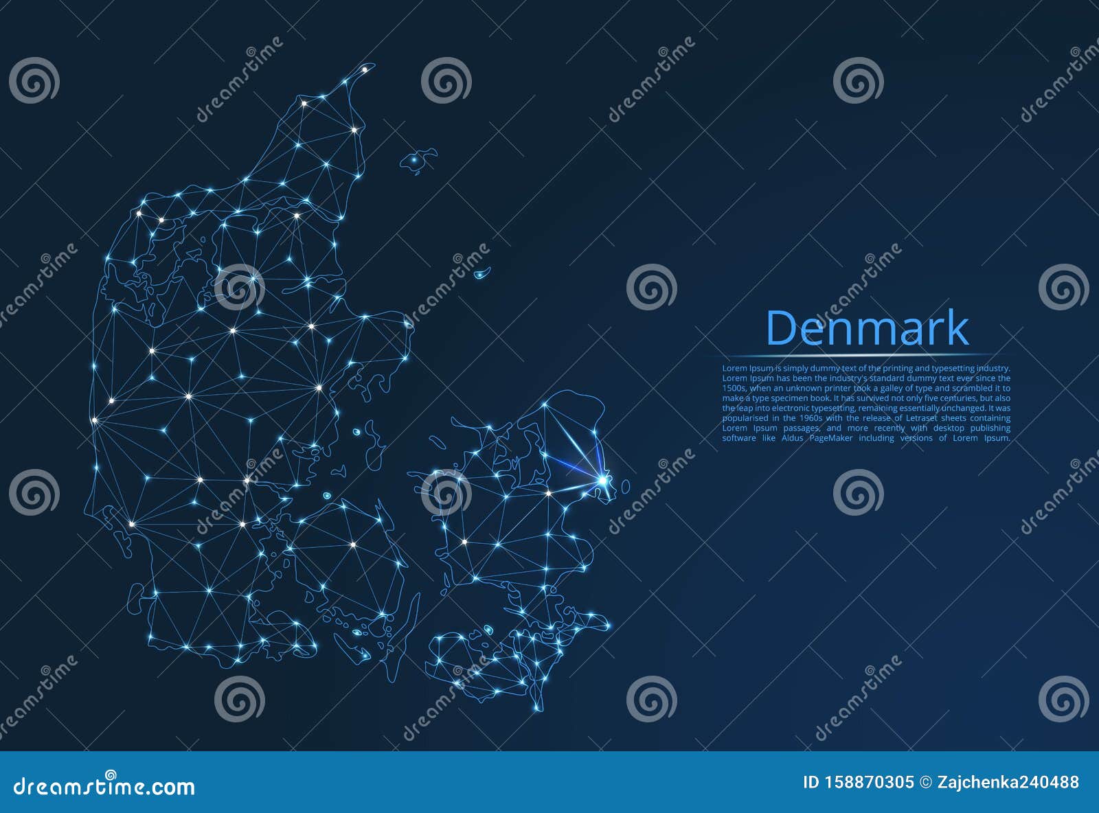 Map of Denmark Connection. Vector Low-poly Image of a Global Map with ...