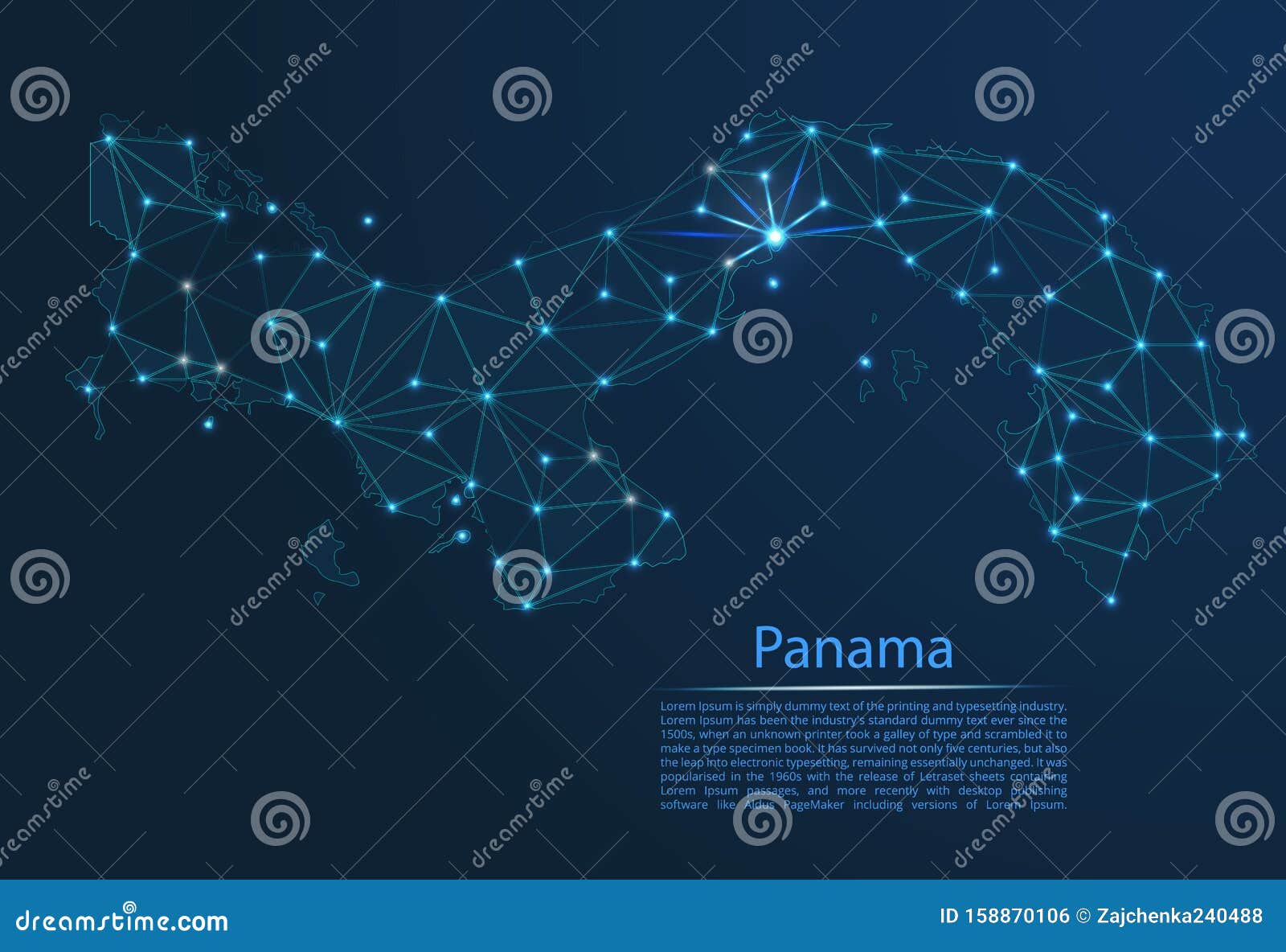 Map of Panama Connection. Vector Low-poly Image of a Global Map with ...