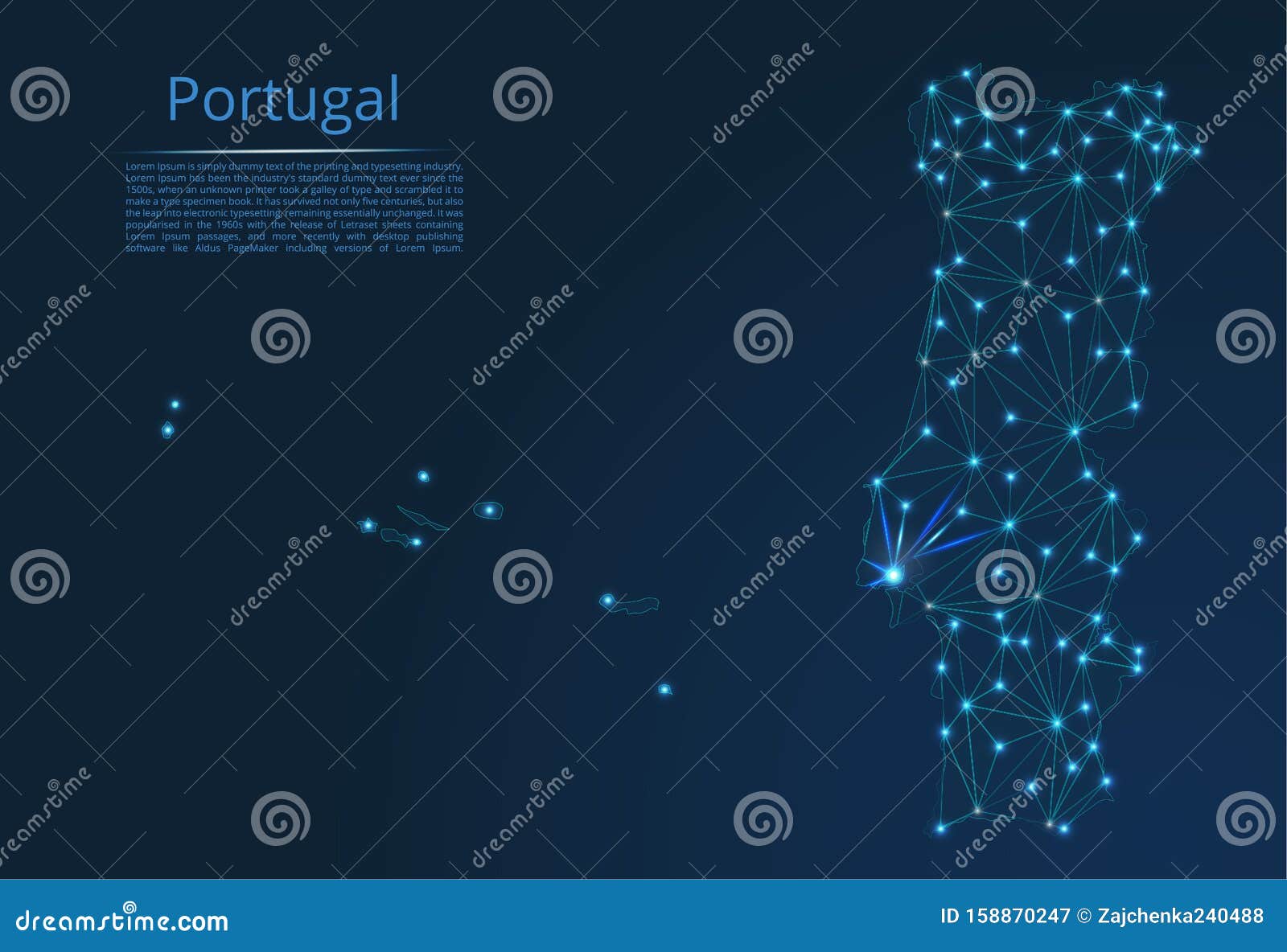 Map of Portugal Connection. Vector Low-poly Image of a Global Map with ...