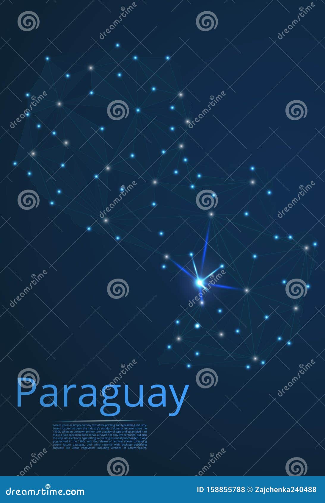 Paraguay Communication Network Map. Vector Low Poly Image of a Global ...