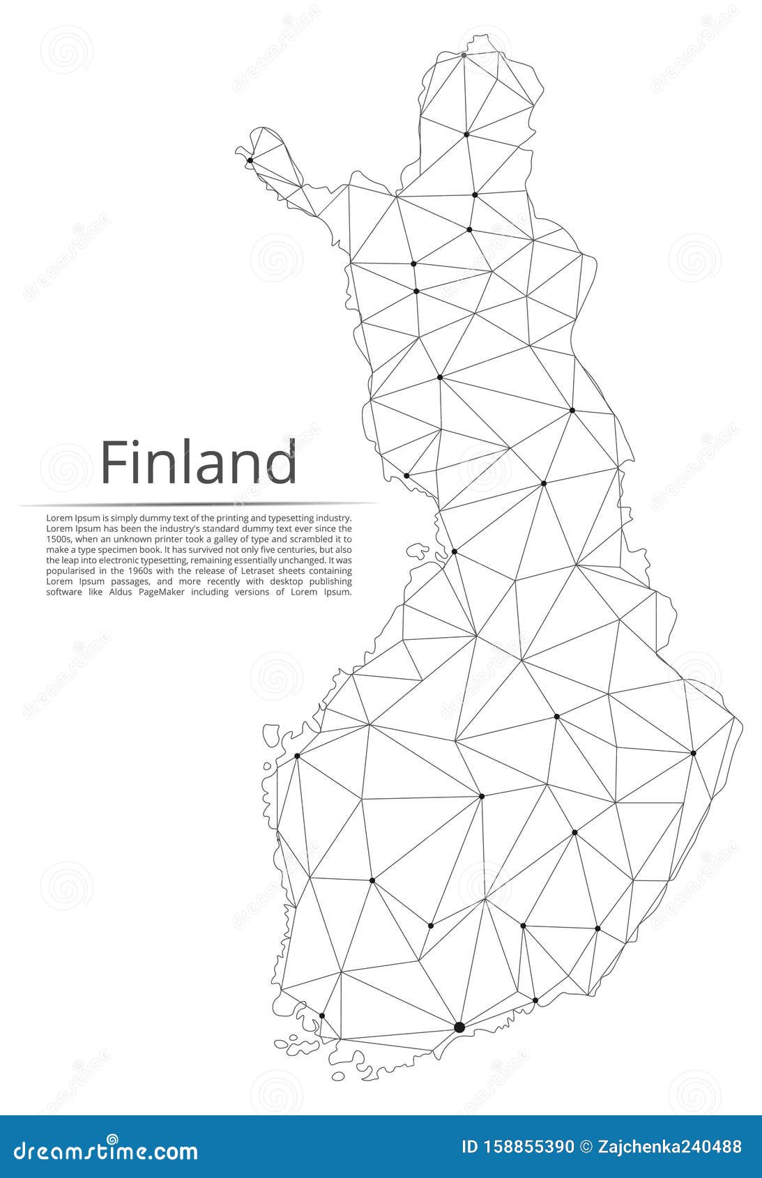 Finland Communication Network Map. Vector Low Poly Image of a Global ...