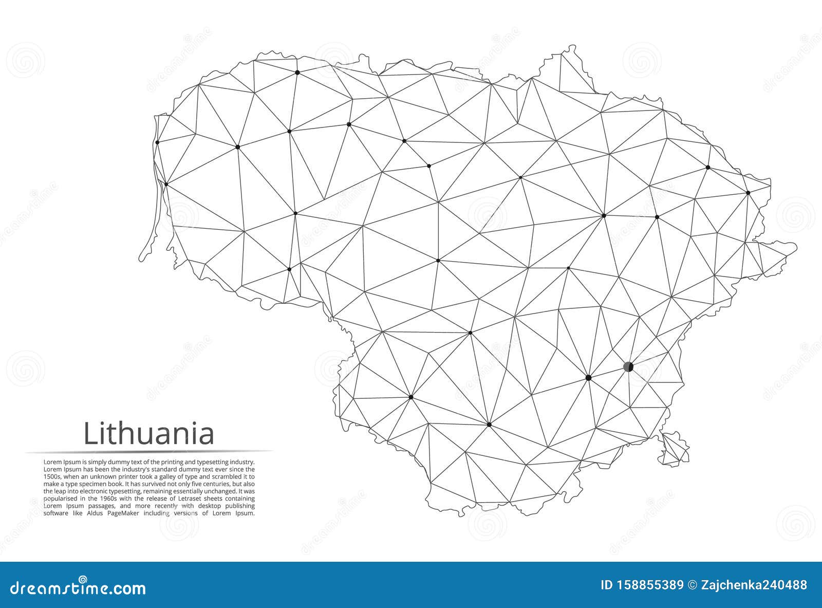Lithuania Communication Network Map. Vector Low Poly Image of a Global ...