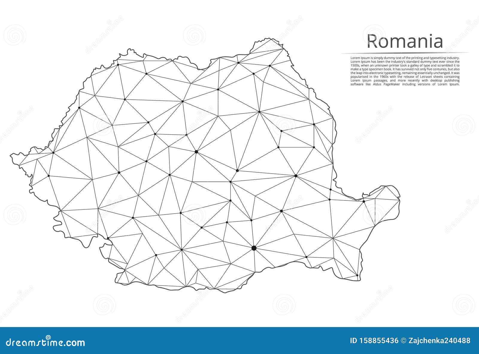 Romania Communication Network Map. Vector Low Poly Image of a Global ...