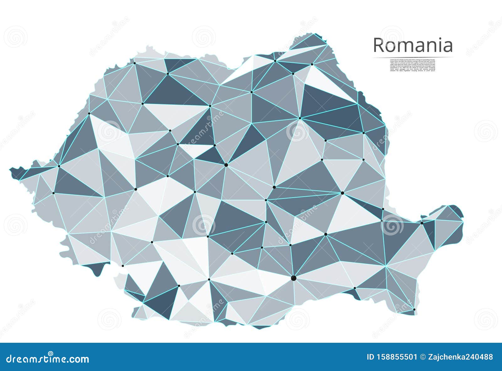 Romania Communication Network Map. Vector Low Poly Image of a Global ...