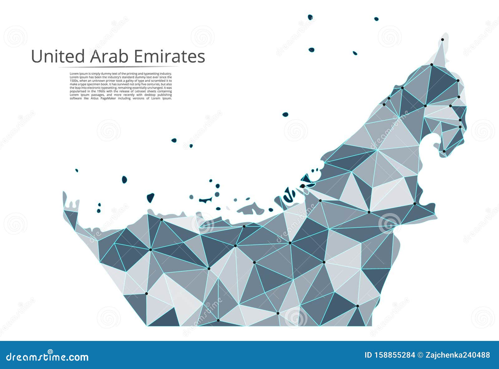 United Arab Emirates Communication Network Map. Vector Low Poly Image ...