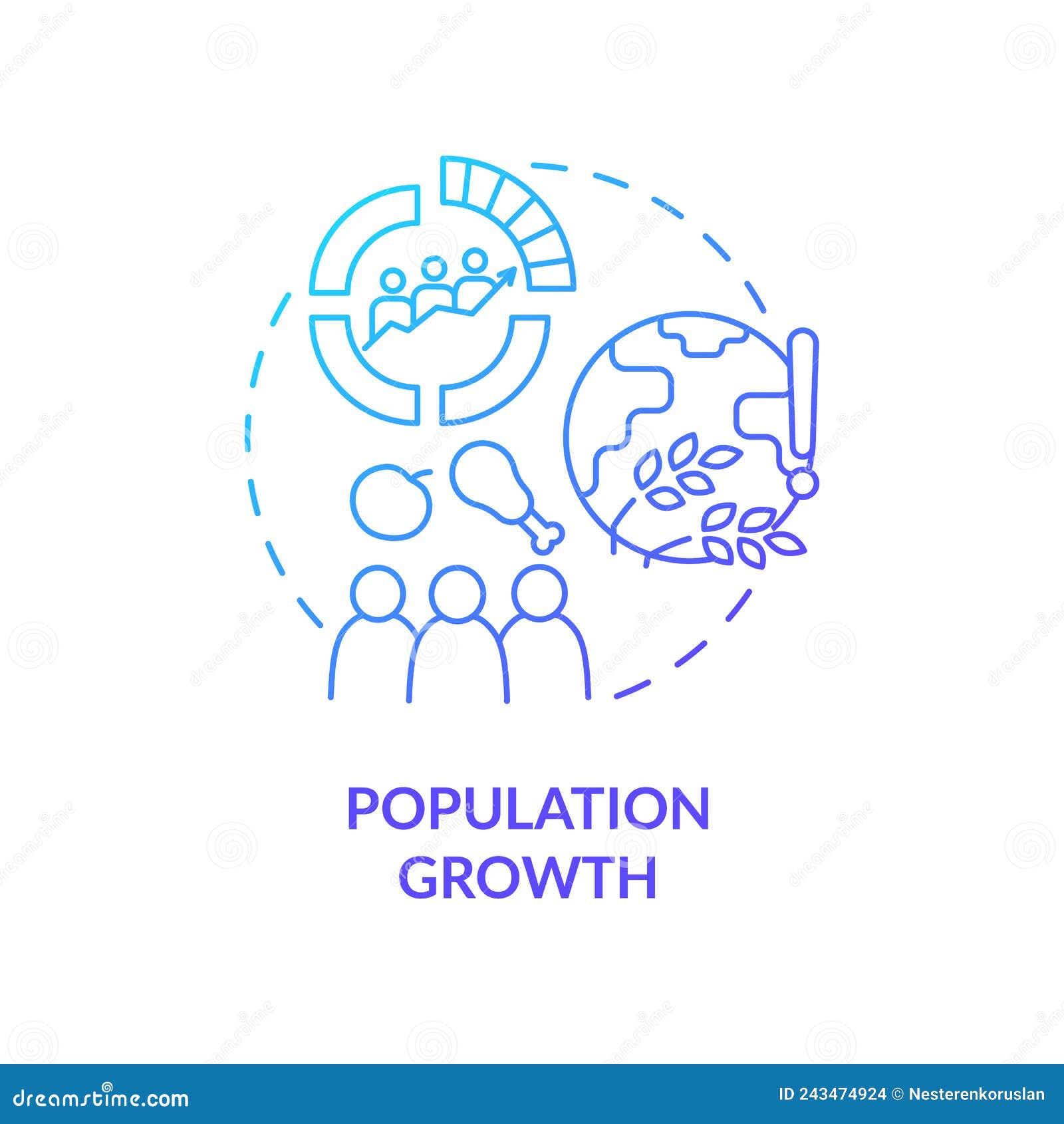 Population Growth Blue Gradient Concept Icon Stock Vector ...