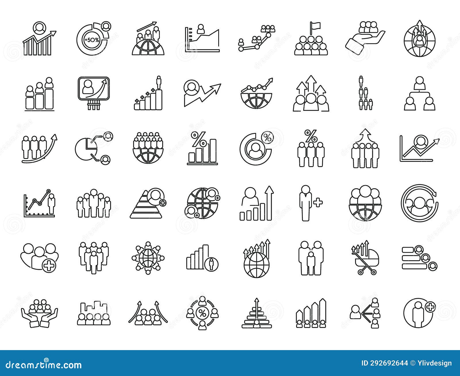 Population Growth Icons Set Outline Vector. Population Ability Stock ...