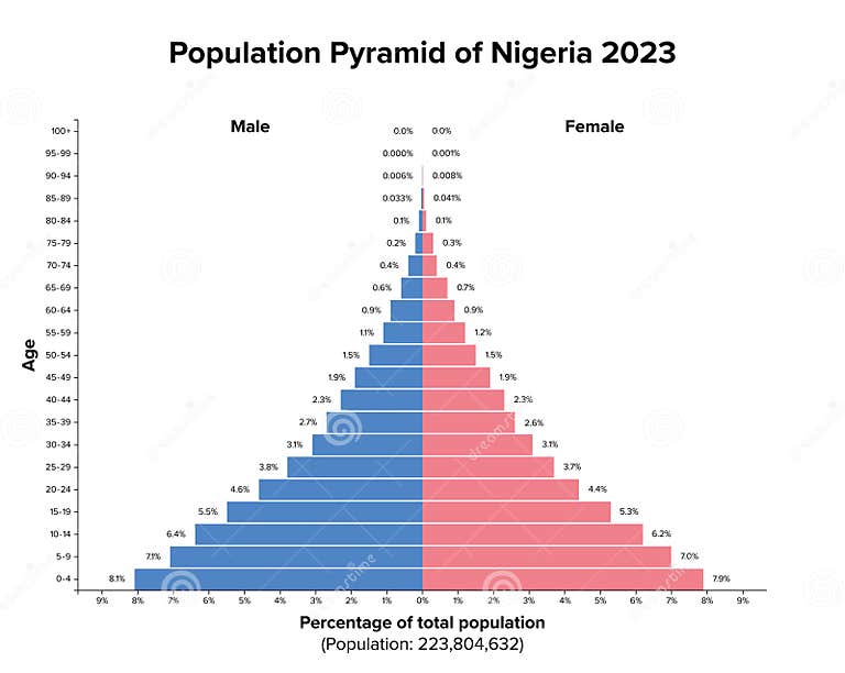 Population Pyramid of Nigeria 2023, Age Structure Diagram Stock Vector ...