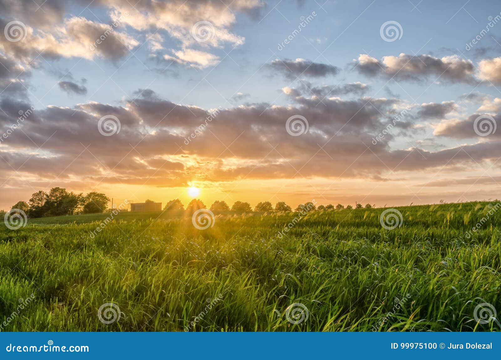 Por do sol no campo foto de stock. Imagem de sunset, nave - 99975100