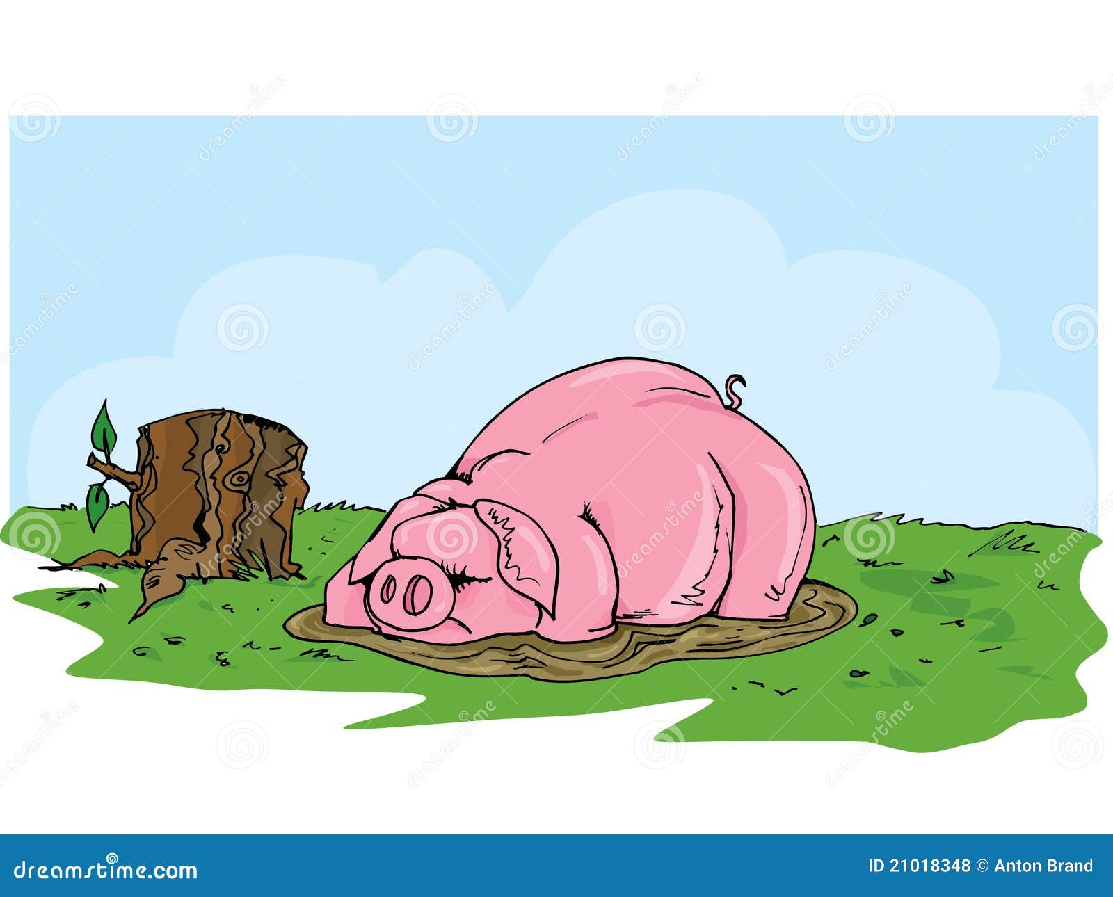 Porc De Dessin Animé Wallowing Dans La Boue Illustration de Vecteur ...