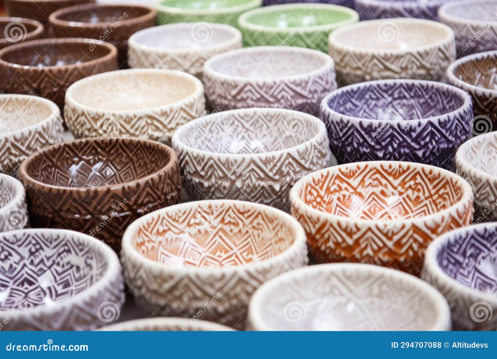 Porcelain Bowls with Various Patterns Waiting for Glaze Stock Photo ...