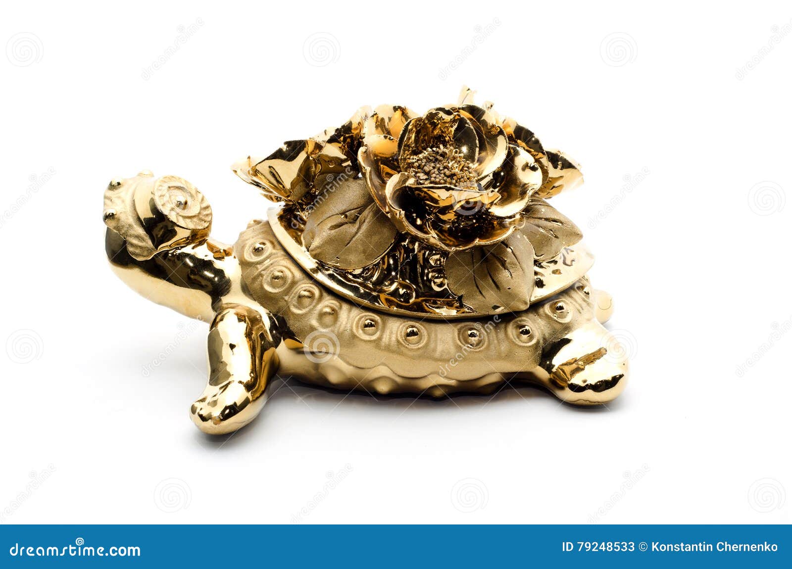 Golden Turtle In Pyramid With Water Isolated White Background Royalty ...