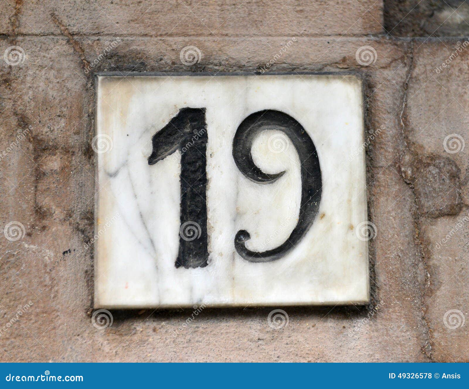 Porcelain House Number Nineteen Stock Photo - Image of object, plate ...