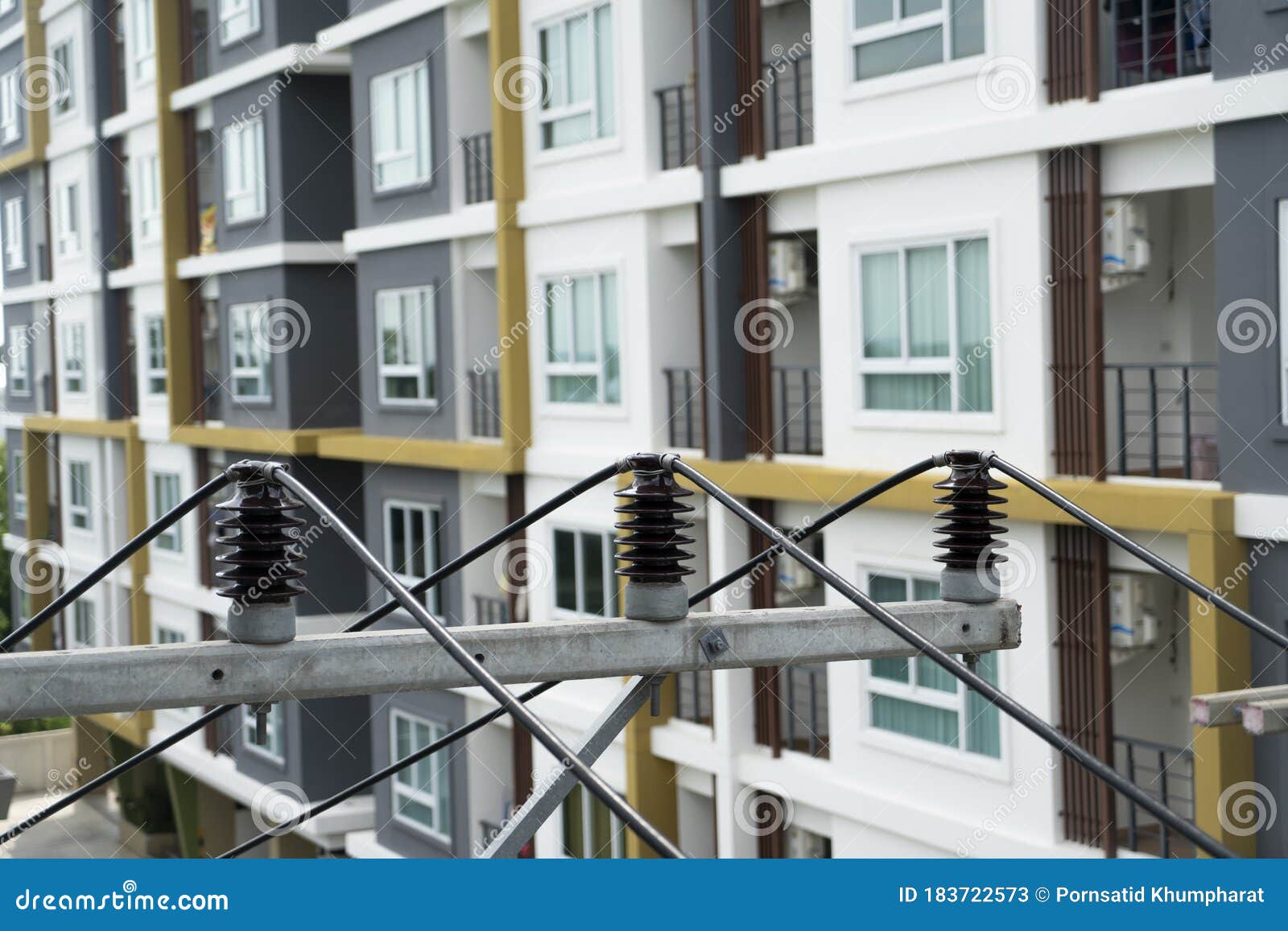Porcelain Insulator and Electrical Wire Side of the Building Stock ...