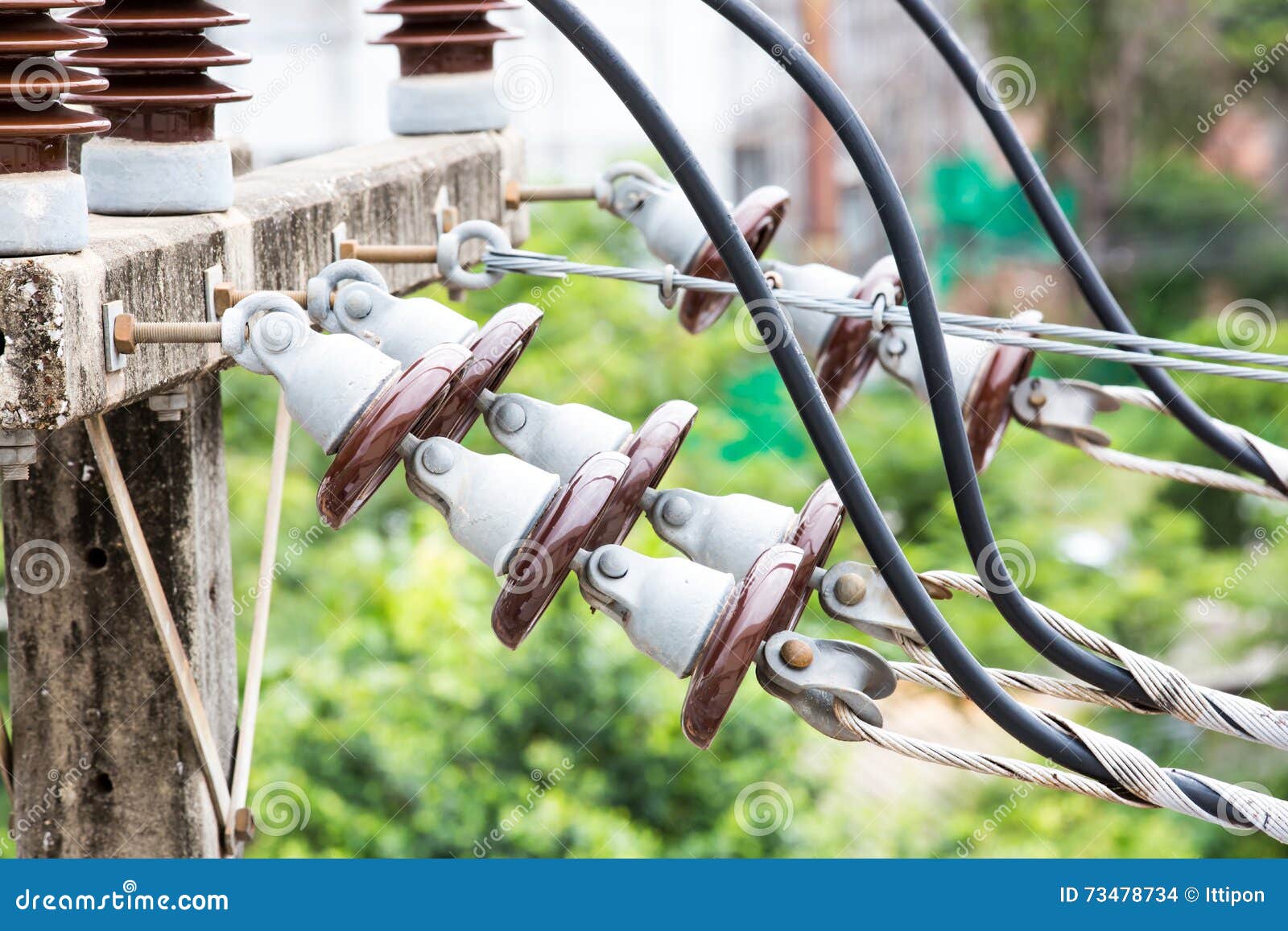 Porcelain insulator. stock photo. Image of electricity - 73478734