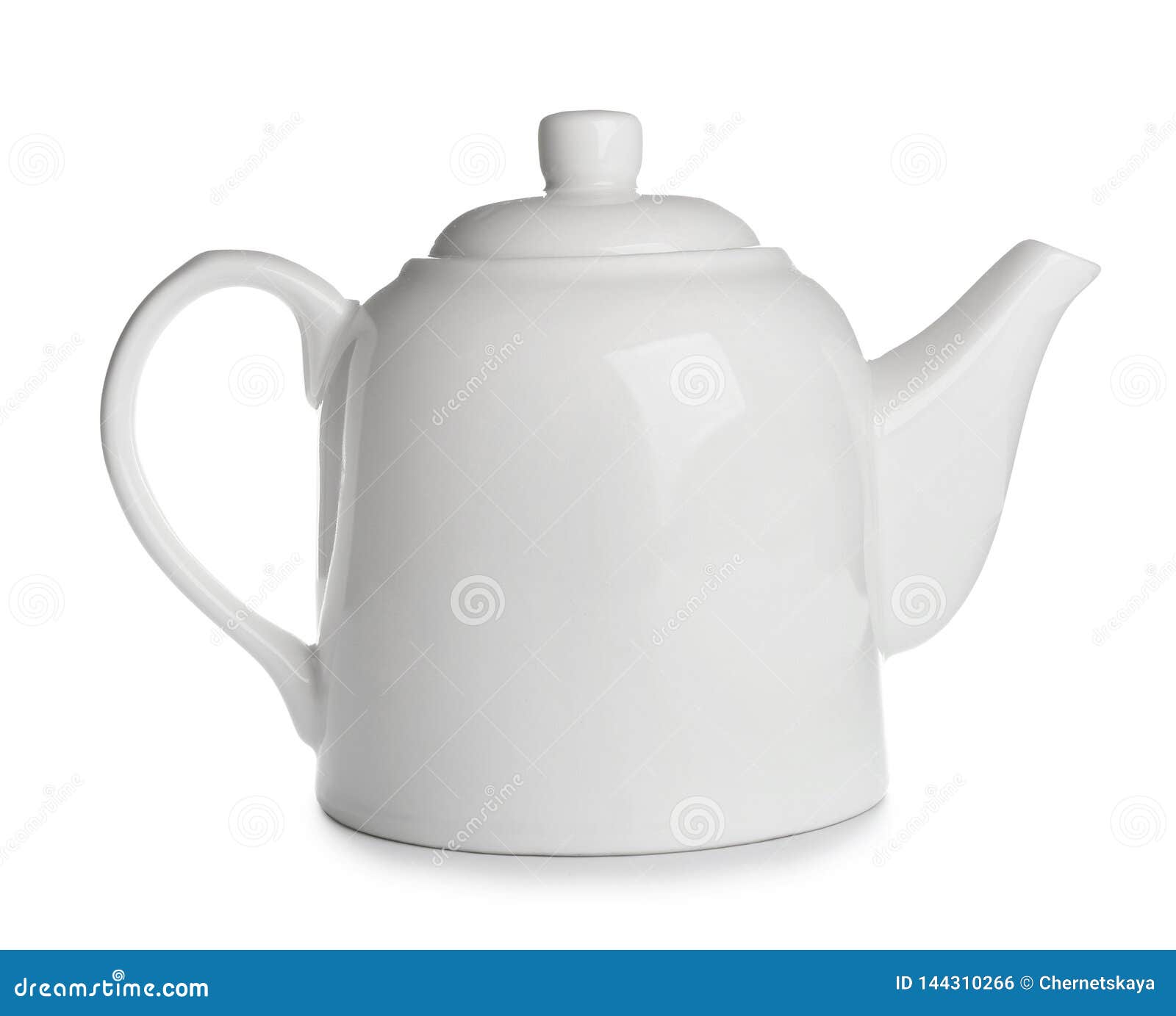 Porcelain Teapot with Handle on White Stock Photo - Image of porcelain ...
