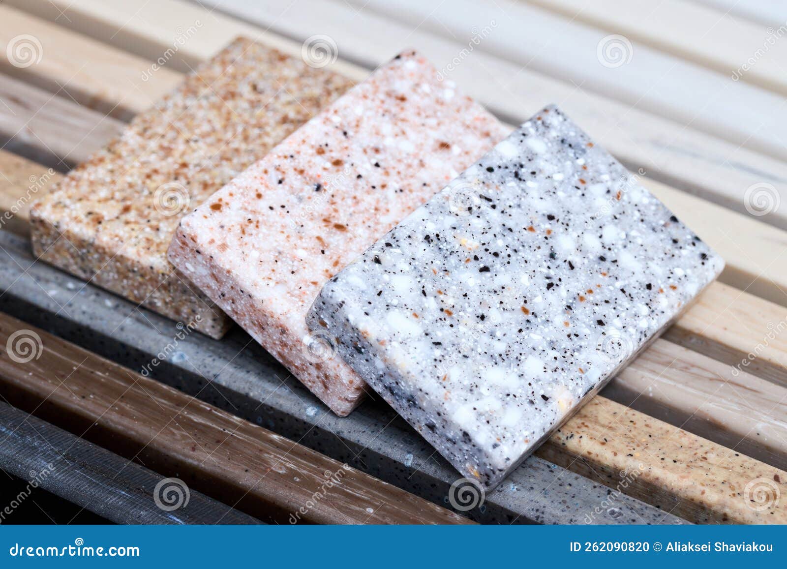 Porcelain Three Stoneware Artificial Stone Square Samples Laid on ...