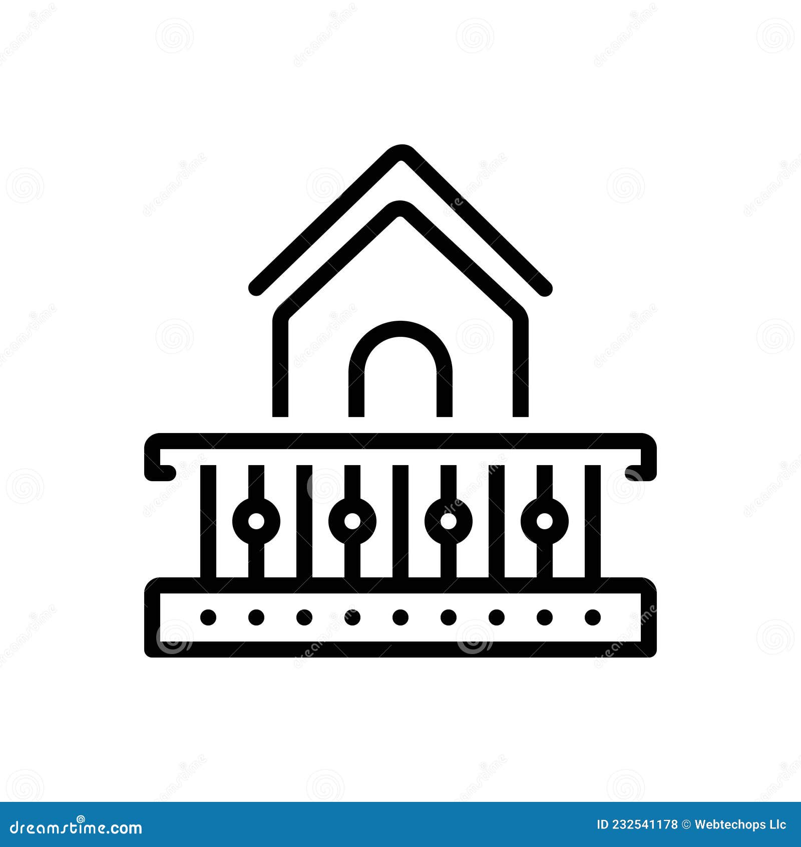 Black Line Icon for Porch, Balcony and Deck Stock Illustration ...