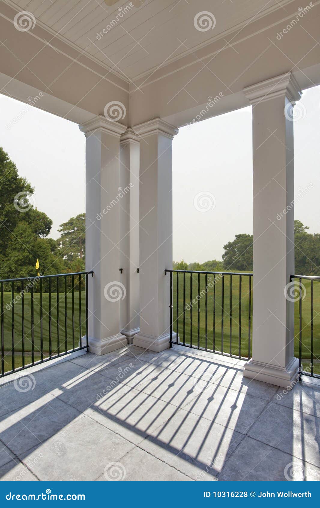 Porch Overlooking Golf Course Stock Photo - Image of pillar, overlook ...