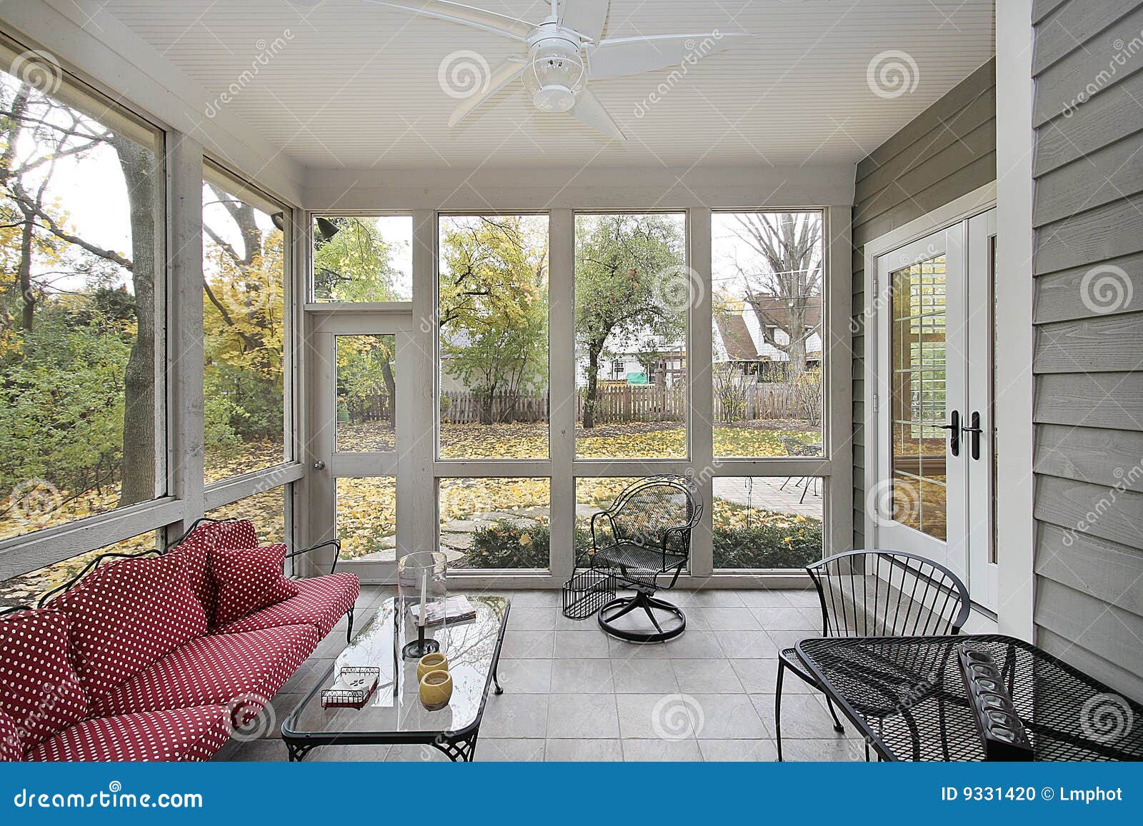 Porch with patio view stock photo. Image of porch, suburban - 9331420