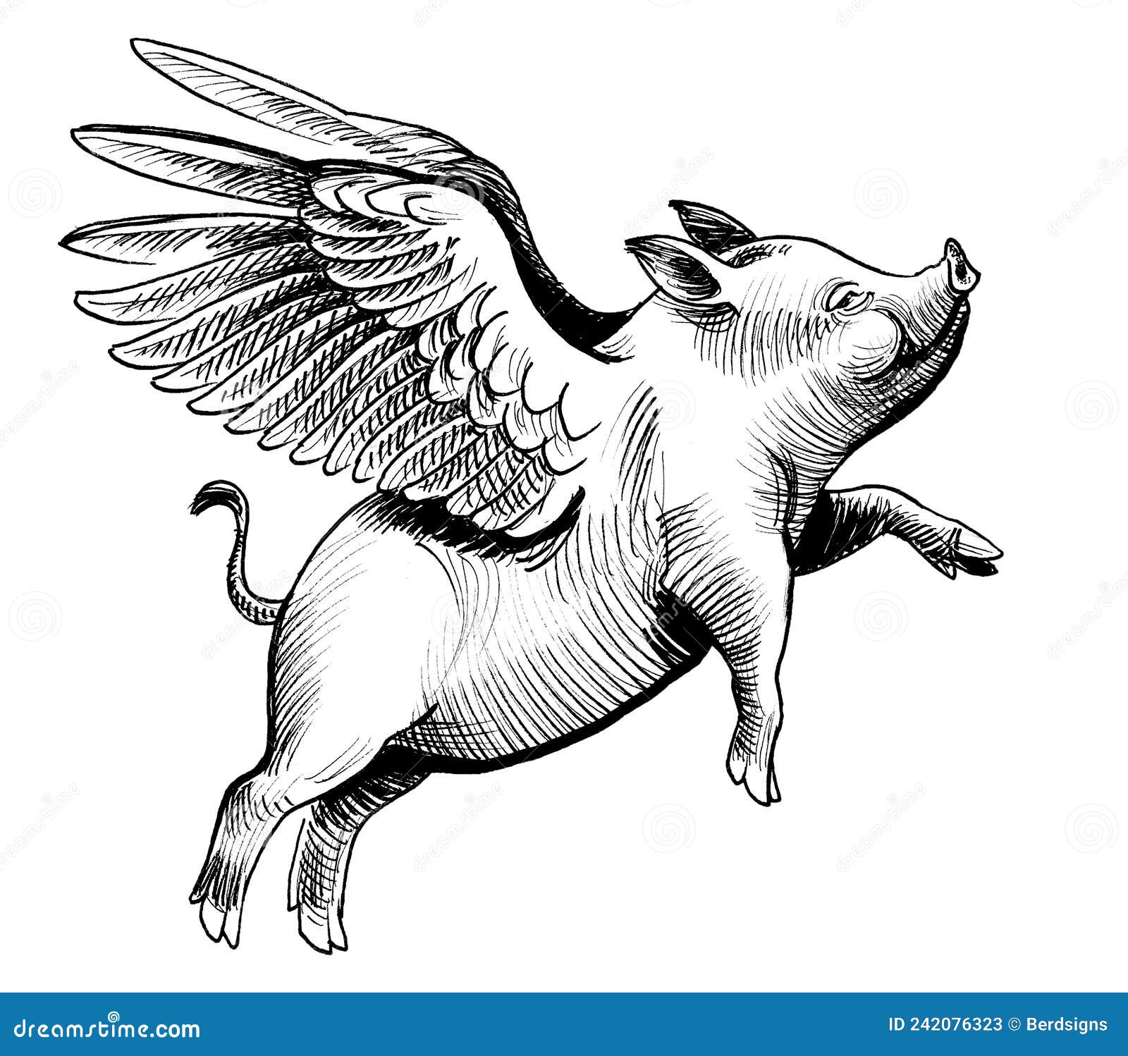 Porco voador ilustração stock. Ilustração de fundo, carne - 242076323
