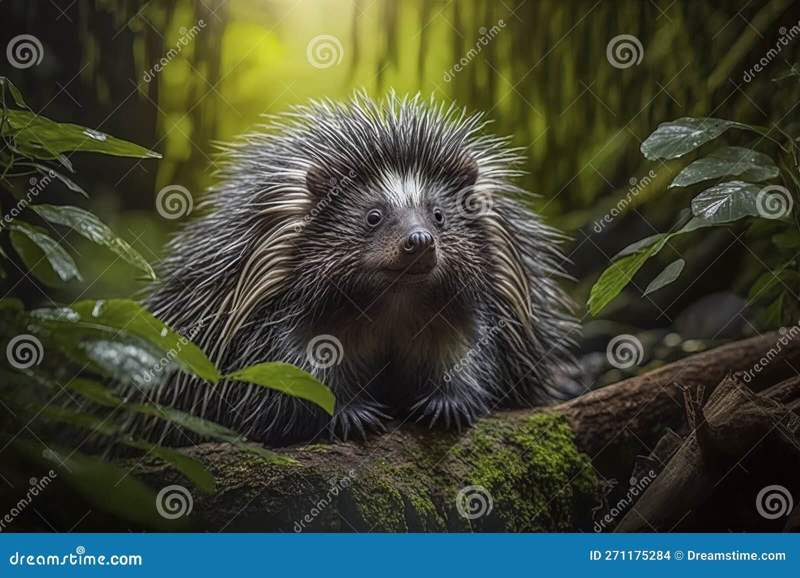 Malayan Porcupine With Long Spiky Hair. Wildlife Animals. Illustration ...