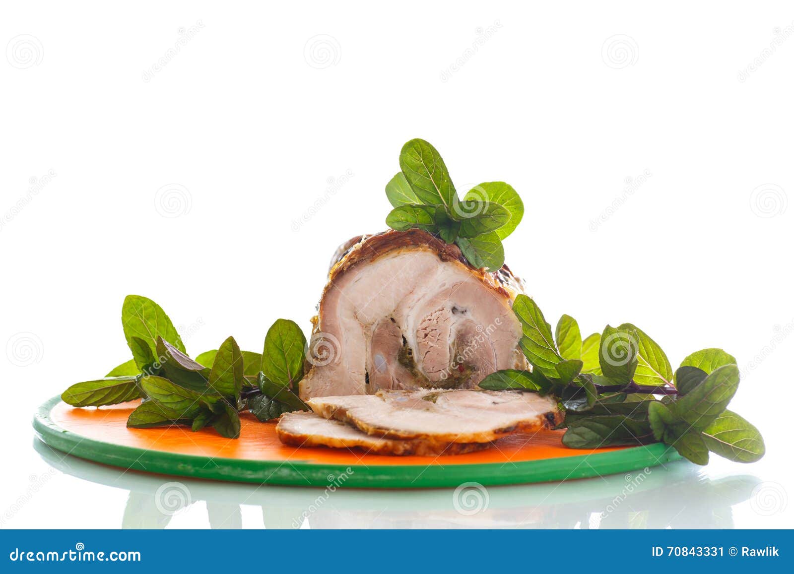 Pork Baked with Spices and Mint Stock Image - Image of curved, fresh ...