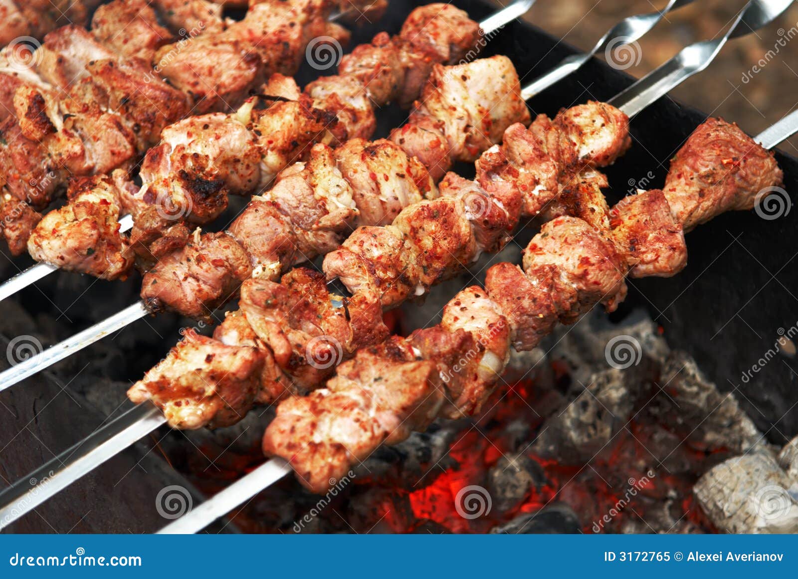 Pork barbeque stock image. Image of delicious, coal, mushroom - 3172765