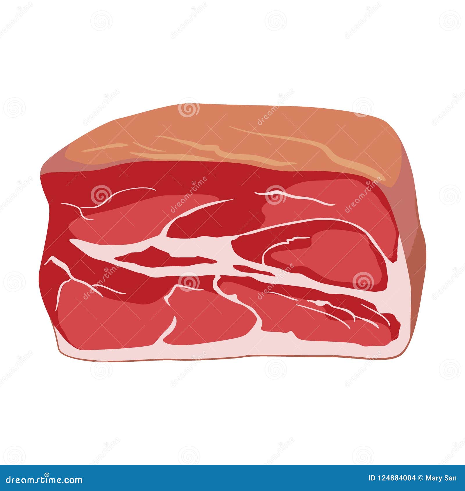 Pork, Beef Ham, Gammon Icon in Flat Style, Fresh Meat. Stock Vector ...