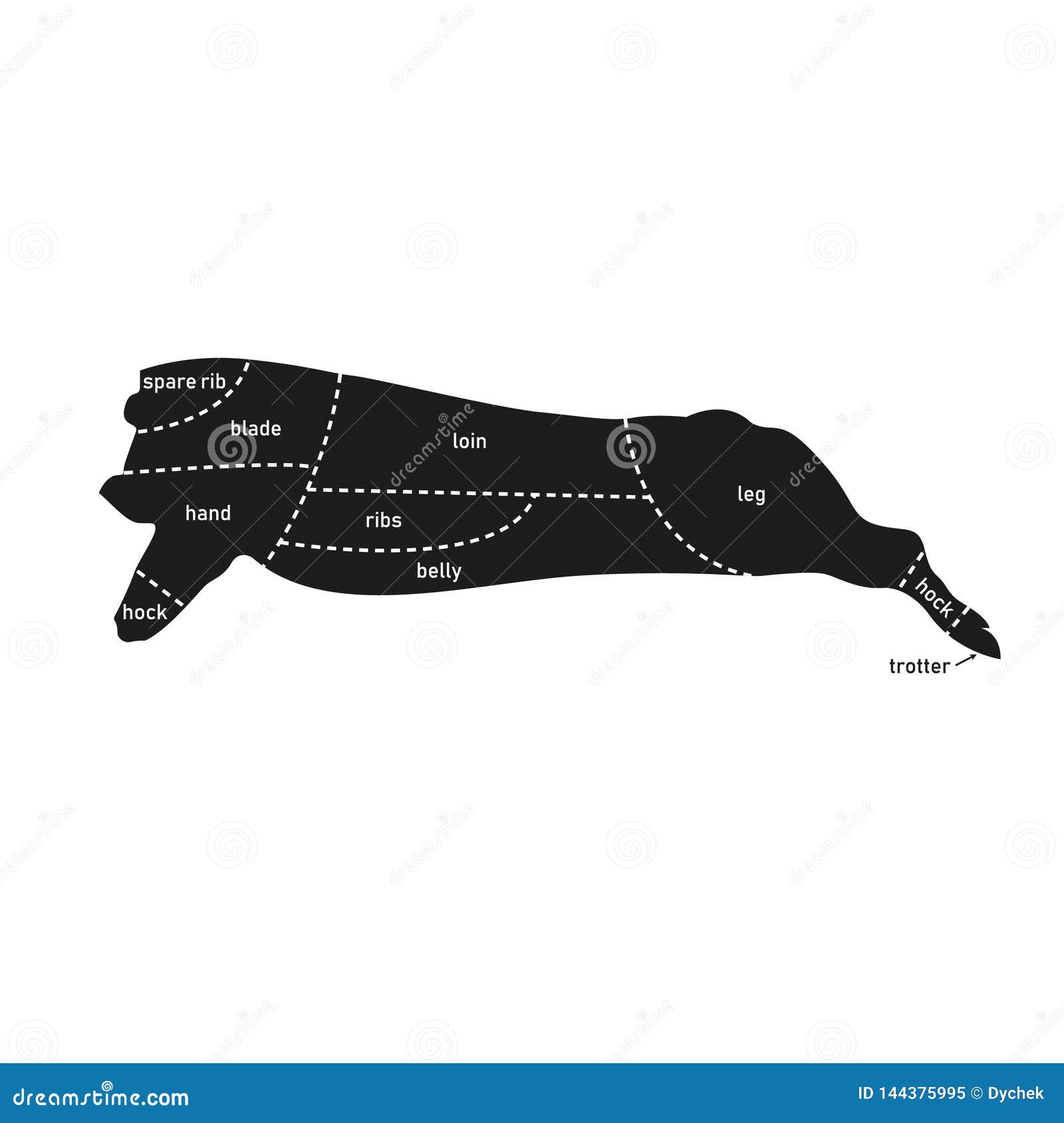 Pork Carcass. Simple Vector Illustration Stock Vector - Illustration of ...
