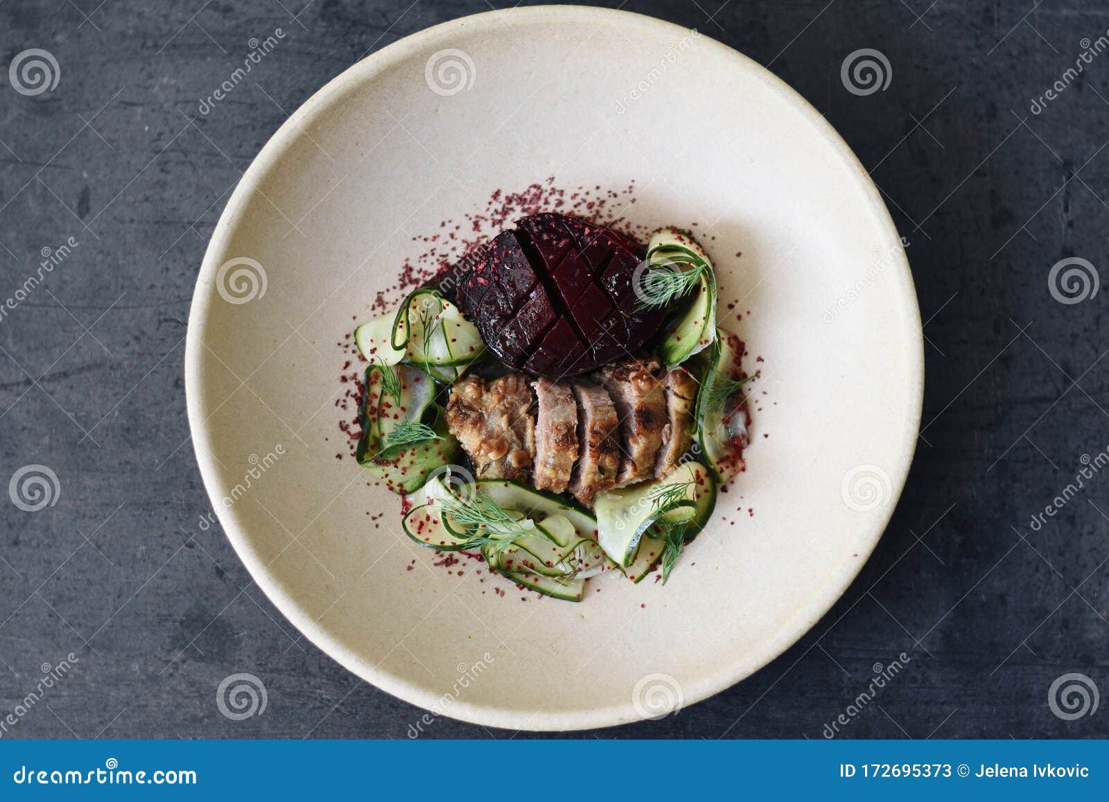 Pork Cheeks in Plate Fine Dining Meal Stock Image - Image of white ...
